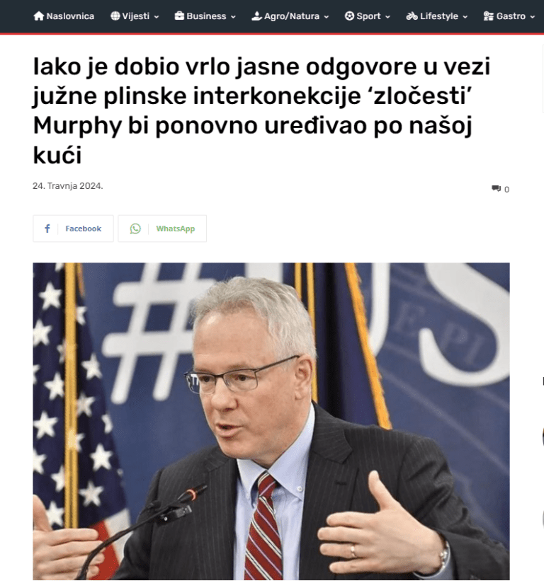Portal koji podržava Čovića nastavlja kritikovati američkog ambasadora ...